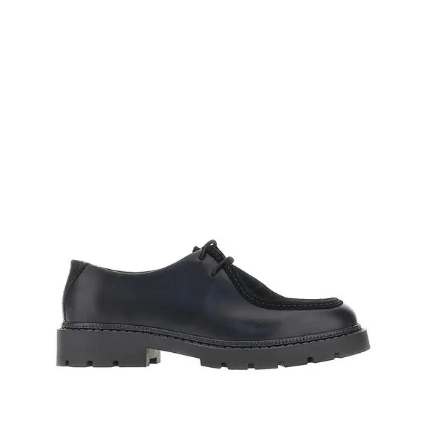 BIANCO Leather Moc-toe Lace-up Shoes - Black
