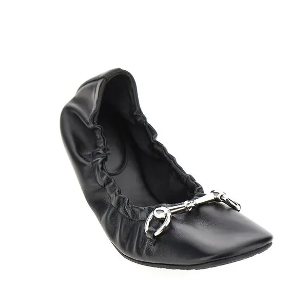 Gucci Prima Leather Ballerinas With Horsebit - Black