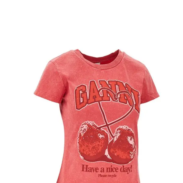 GANNI Jersey "cherry" Print T-shirt - Red