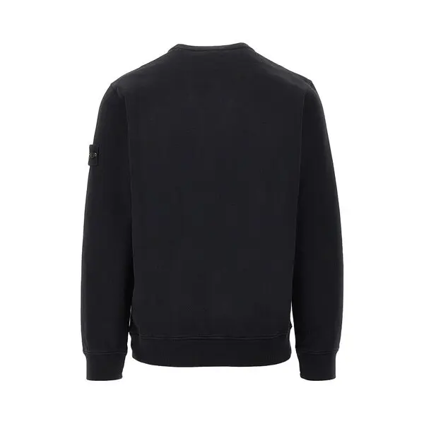 Stone Island Crewneck Cotton Sweatshirt With Logo Badge - Black