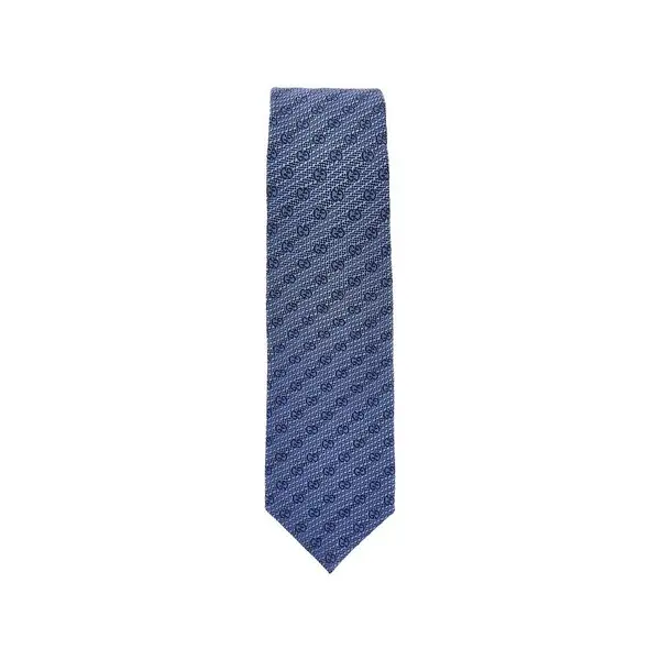 Gucci Gg Jacquard Silk Neck Tie - Blue