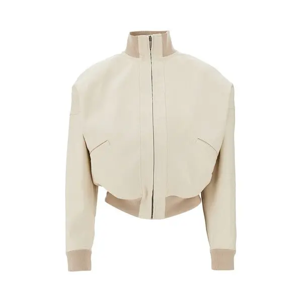 Gucci Oversized Shoulders Cotton Bomber Jacket - Beige