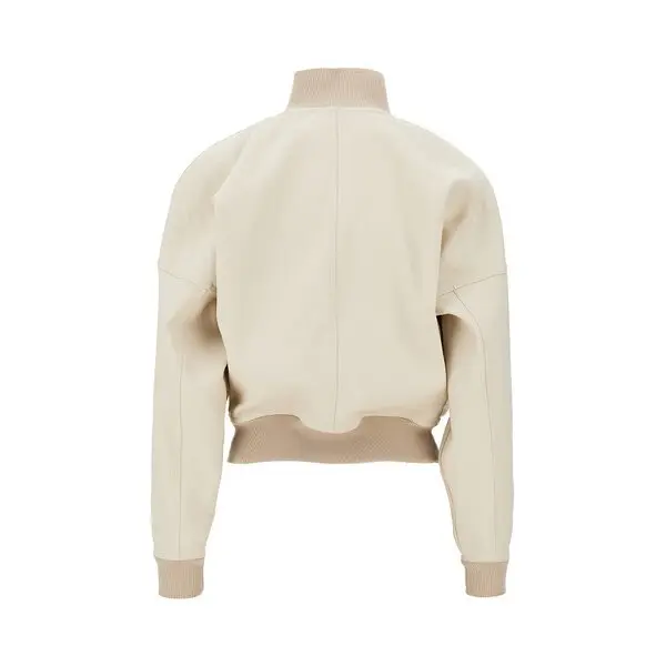 Gucci Oversized Shoulders Cotton Bomber Jacket - Beige