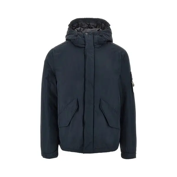 Stone Island Nylon Micro Twill Down Jacket With Primaloft® Gold P.u.r.e. Padding - Blue