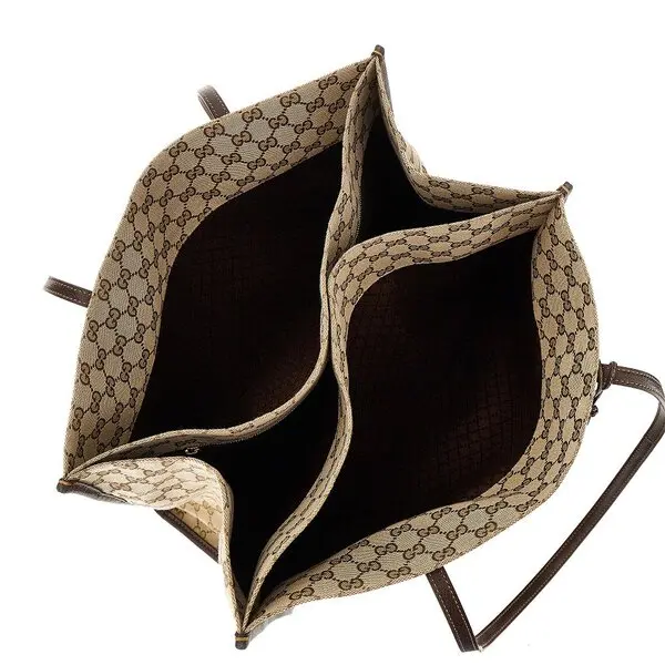 Gucci Jacquard Gg Canvas Leather Trimmings Shopping Bag