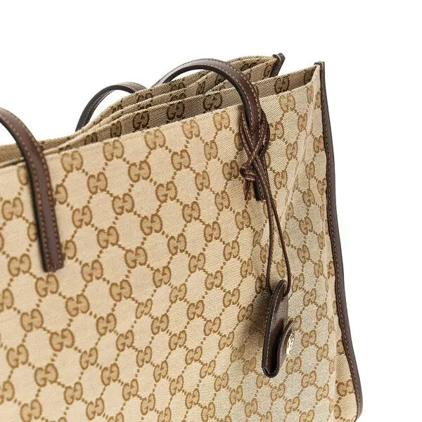 Gucci Jacquard Gg Canvas Leather Trimmings Shopping Bag