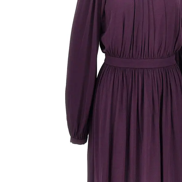 Gucci Crepe Jersey High-neck Midi Dress With Pleated Motif
