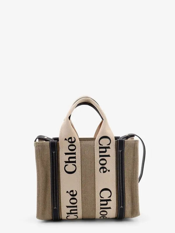 Chloé Woody Linen Canvas And Leather Crossbody Bag