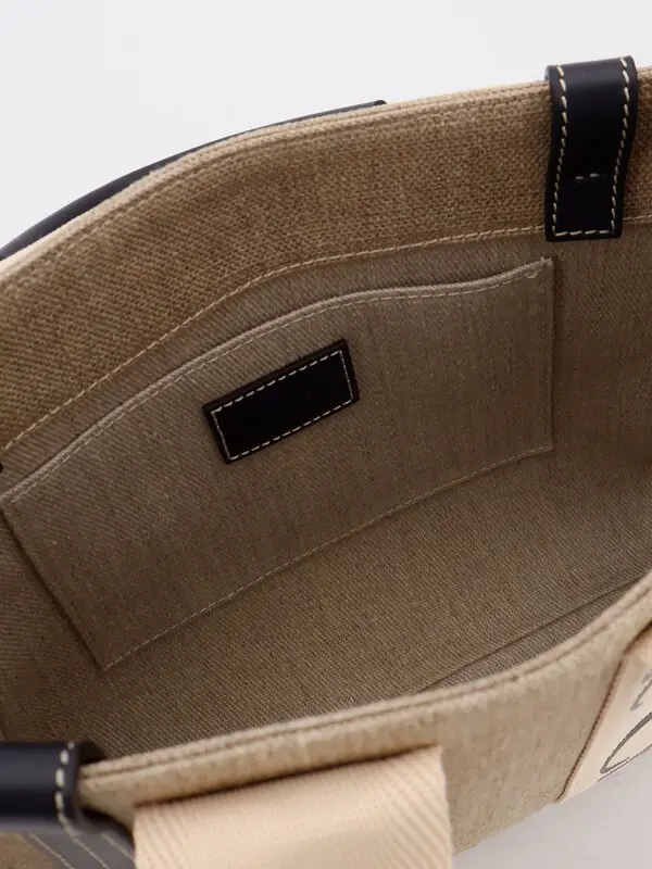 Chloé Woody Linen Canvas And Leather Crossbody Bag