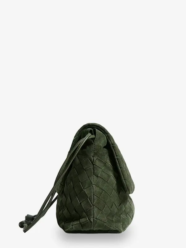 Bottega Veneta Suede Giorno Shoulder Bag With Intrecciato Pattern - Green