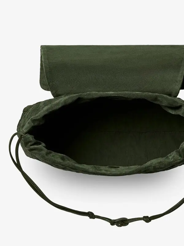 Bottega Veneta Suede Giorno Shoulder Bag With Intrecciato Pattern - Green
