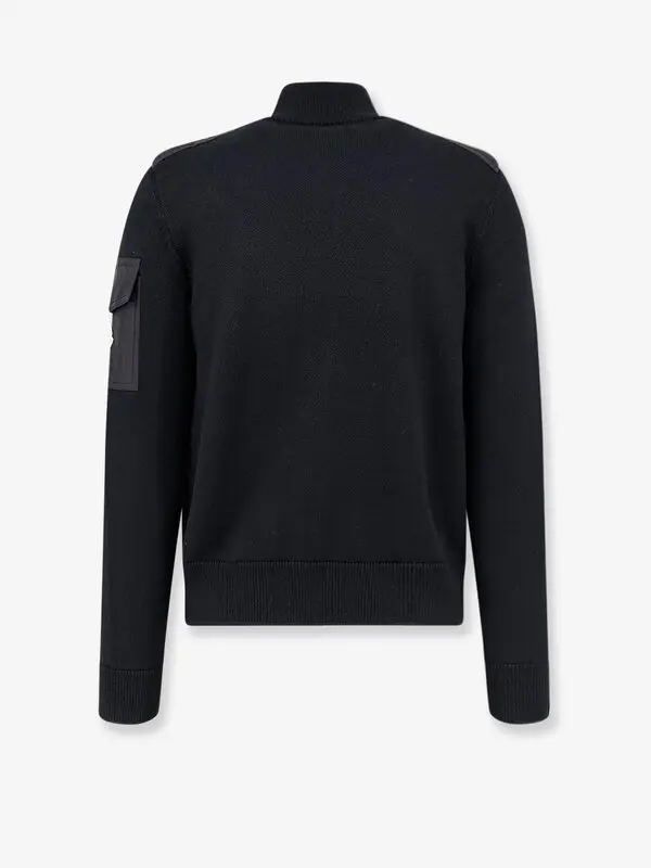 Moncler Virgin Wool Cardigan With Logo Patch