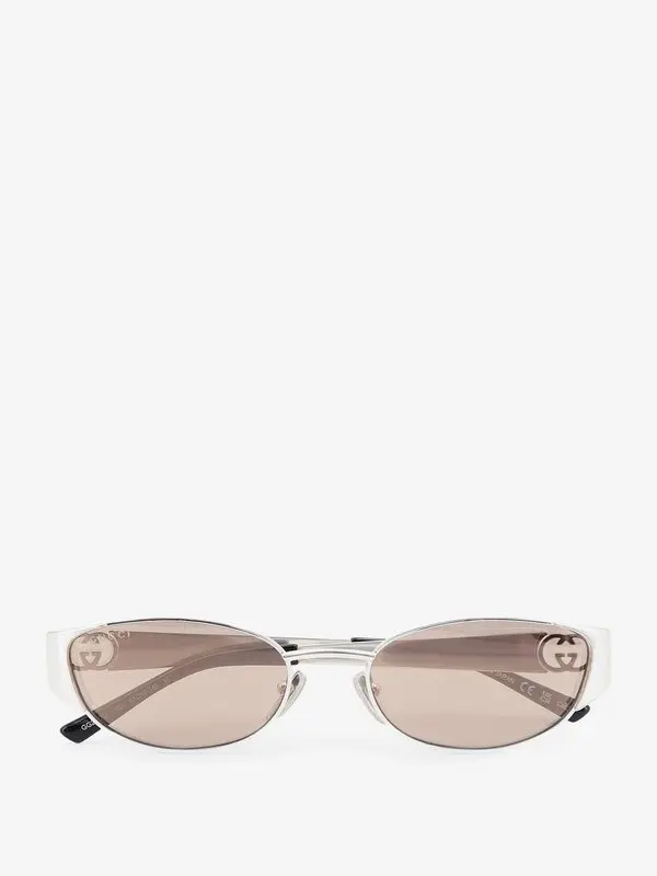 Gucci Acetate Oval Sunglasses - Silver