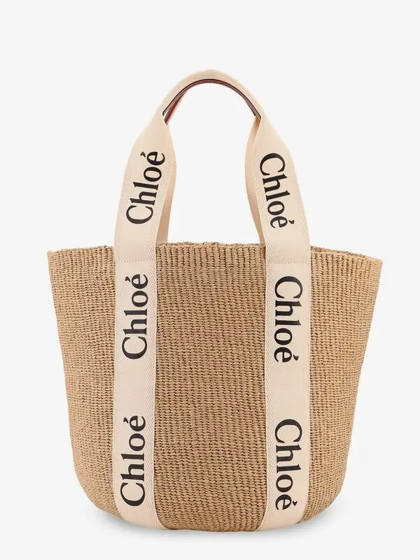 Chloé Woody Raffia Shoulder Bag - Beige