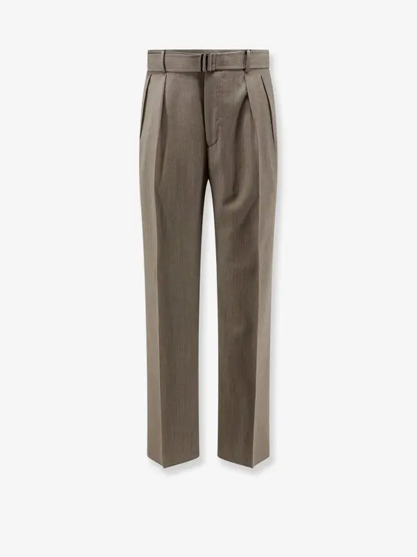 Tagliatore Nevil Virgin Wool Trousers With Belt - Beige