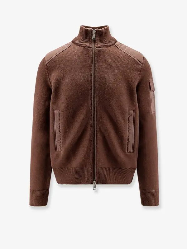 Moncler Virgin Wool Cardigan With Logo Patch