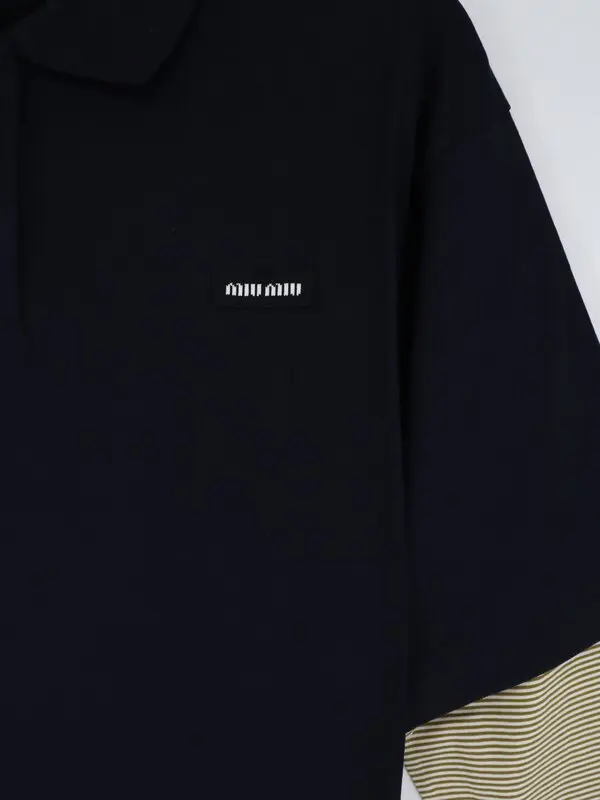 Miu Miu Cotton Polo Shirt With Front Embroidered Logo
