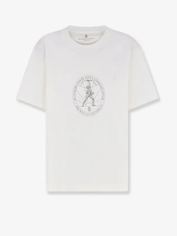 Brunello Cucinelli Cotton Tshirt With Print On The Front