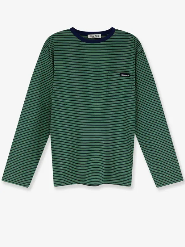 Miu Miu Cotton Tshirt With Striped Pattern