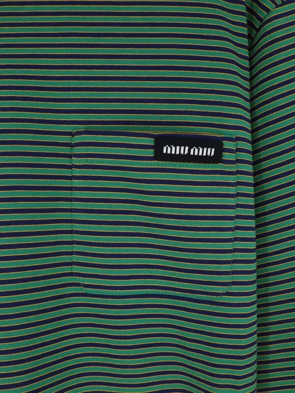 Miu Miu Cotton Tshirt With Striped Pattern