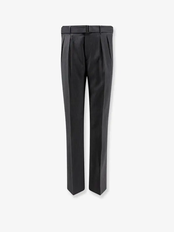 Tagliatore Nevil Virgin Wool Trousers With Belt - Grey