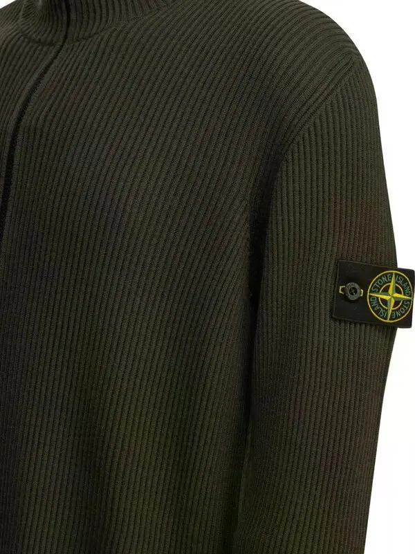 Stone Island Ribbed Knit Zip-up Cardigan - Grey