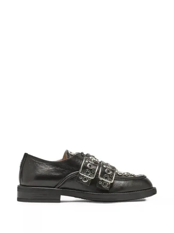 N°21 Eyelet-embellished Buckled Derby Shoes - Black