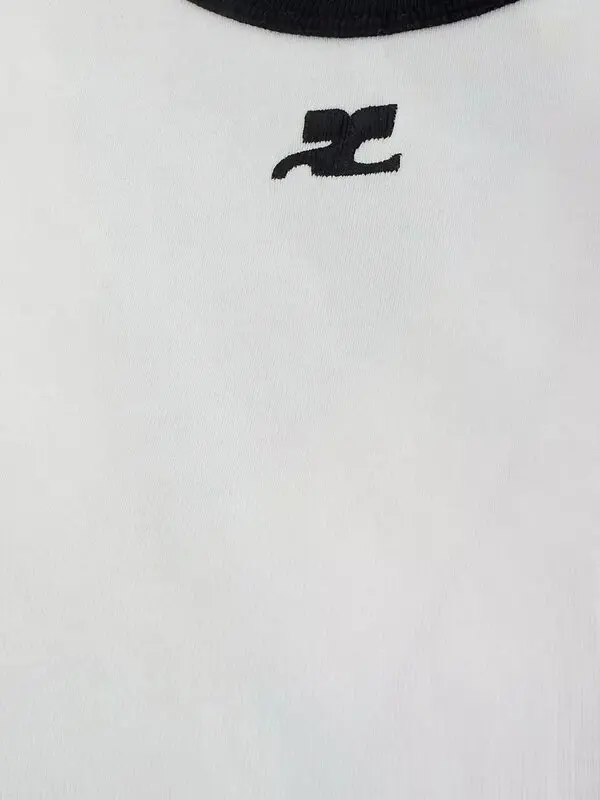 COURREGES Signature Logo-patch Contrast-trim T-shirt