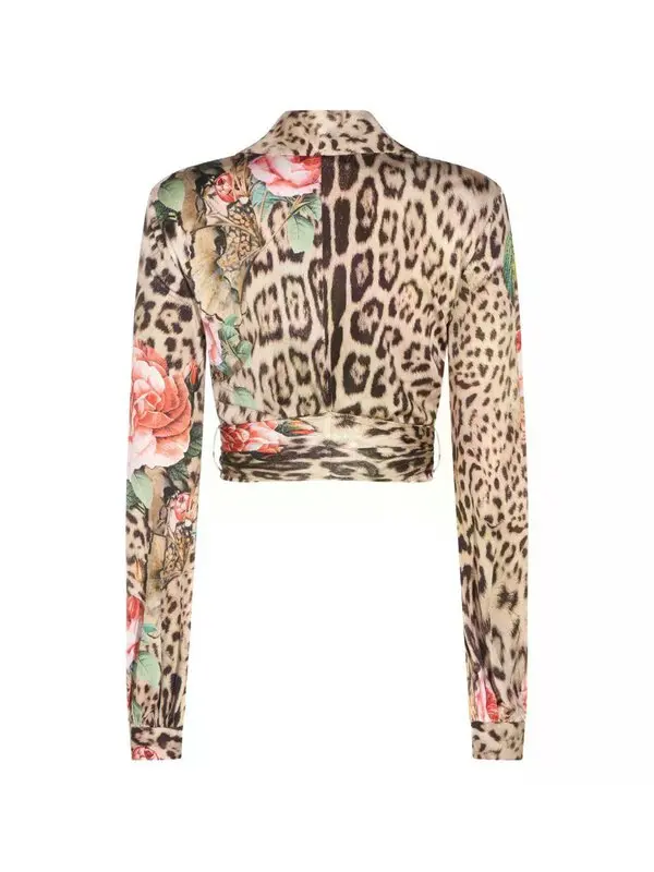 Roberto Cavalli Leopard-print Floral-print Shirt