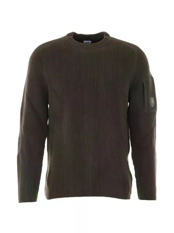 C.P. COMPANY Ribbed-knit Logo-patch Sweater - Brown