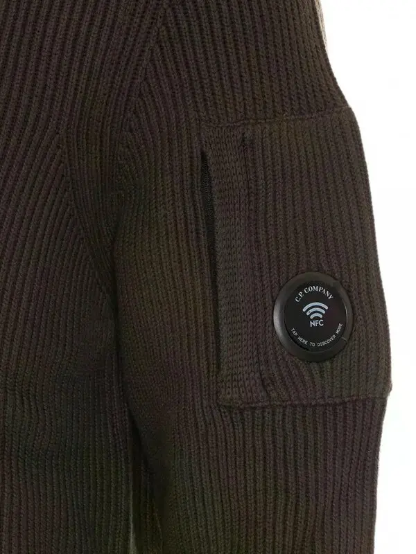 C.P. COMPANY Ribbed-knit Logo-patch Sweater