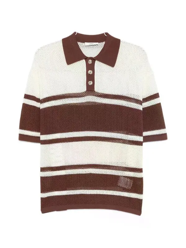 Commas Open-weave Striped Polo Shirt