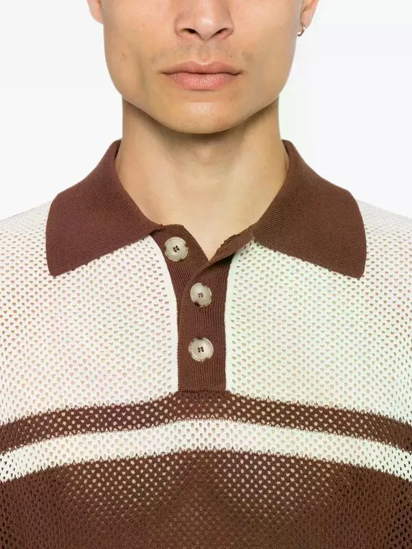 Commas Open-weave Striped Polo Shirt