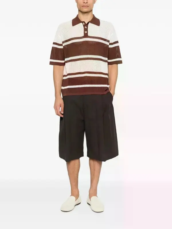 Commas Open-weave Striped Polo Shirt