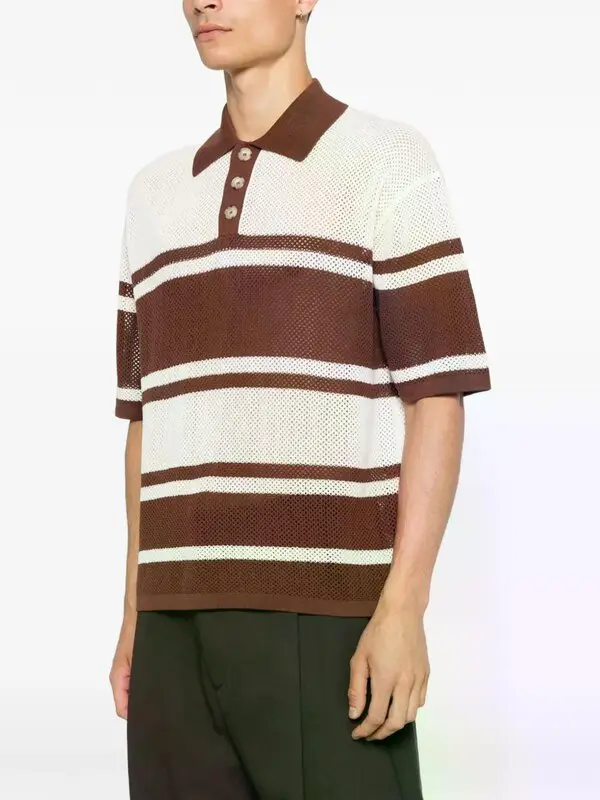 Commas Open-weave Striped Polo Shirt