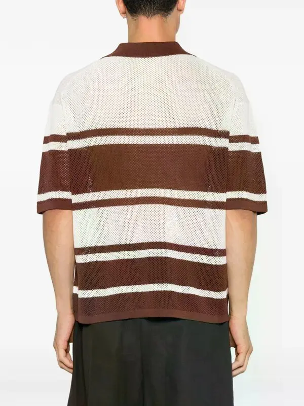 Commas Open-weave Striped Polo Shirt
