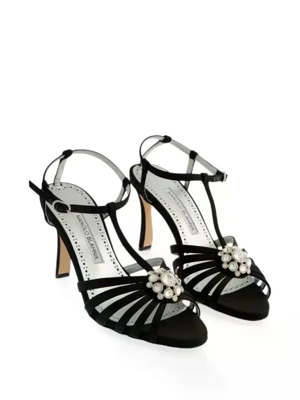 Manolo Blahnik Fulcon Crystal-embellished Satin Sandals