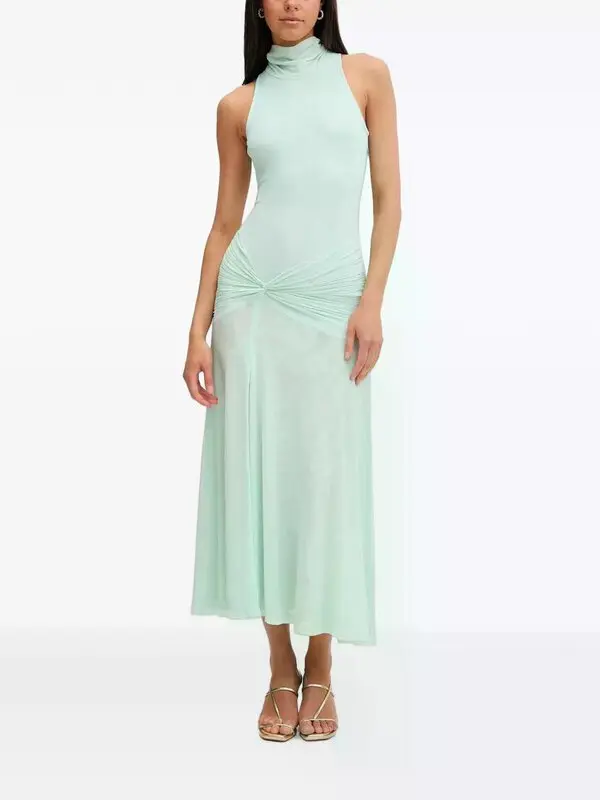 Bardot Leanna Ruched Sleeveless Midi Dress - Green