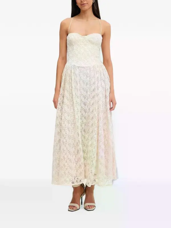 Bardot Estie Lace-overlay Spaghetti-straps Maxi Dress - Neutrals