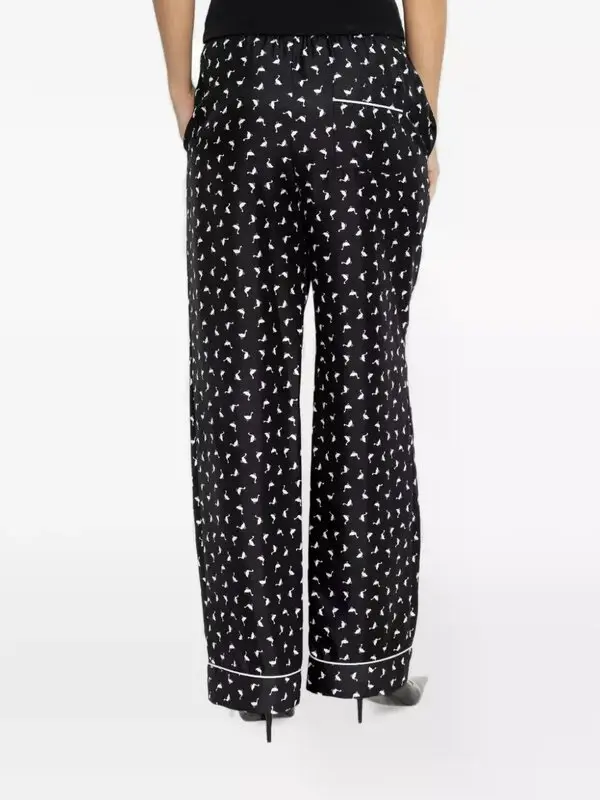 Moschino Swan-print Silk Trousers