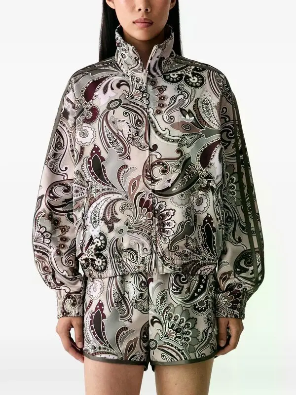 Adidas Paisley Print High Neck Track Jacket - Neutrals
