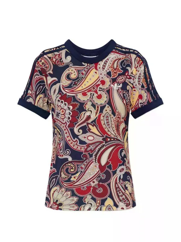 Adidas Liberty London Paisley Print Crewneck T-shirt - Blue