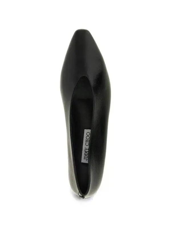 JIMMY CHOO Margot V-neck Leather Ballet Flats