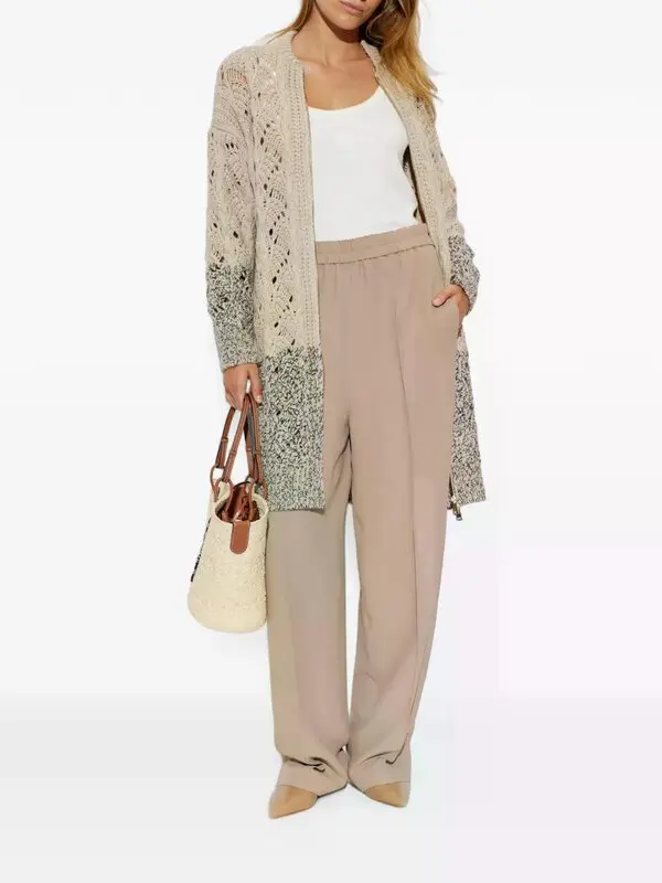 Fabiana Filippi Pointelle Knit Zip-fastening Cardigan - Neutrals