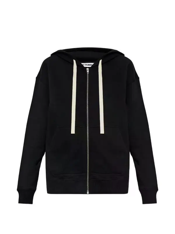 JIL SANDER Logo-print Zip-up Hoodie - Black