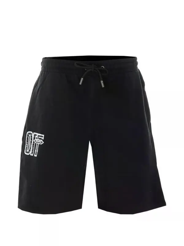 Off-White Motion Arrow Cotton Shorts - Black