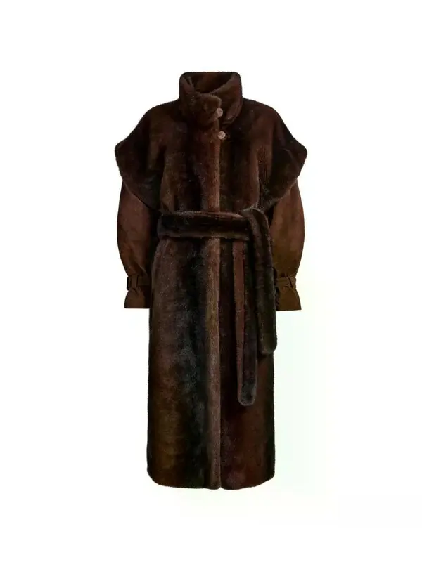 DUCIE Harper Faux-fur Suede Coat - Brown