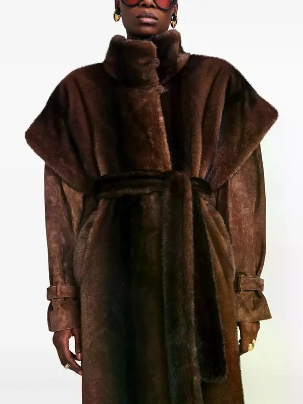 DUCIE Harper Suede Coat - Brown