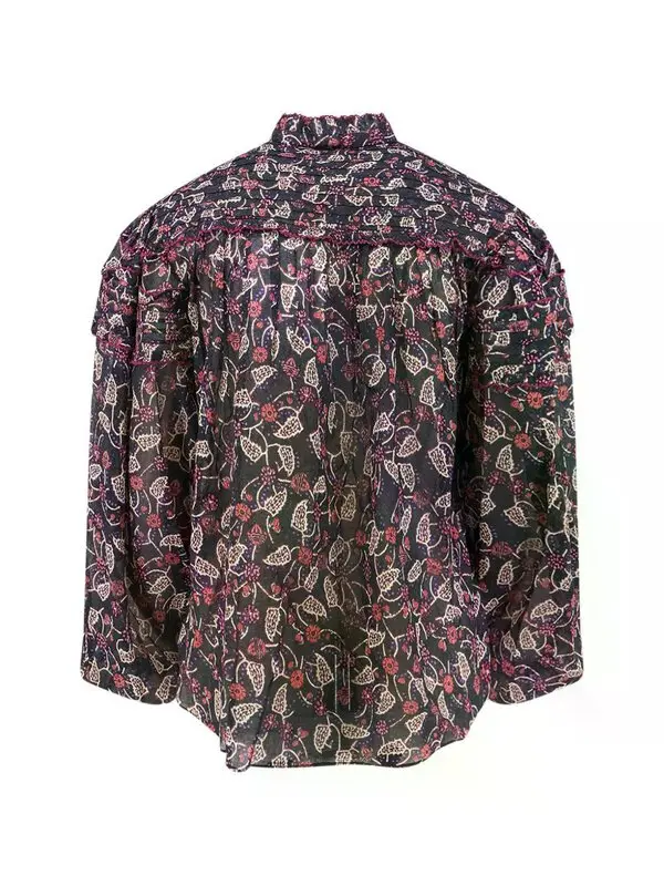 MARANT ETOILE Doane Floral-print Ruffled Blouse - Black