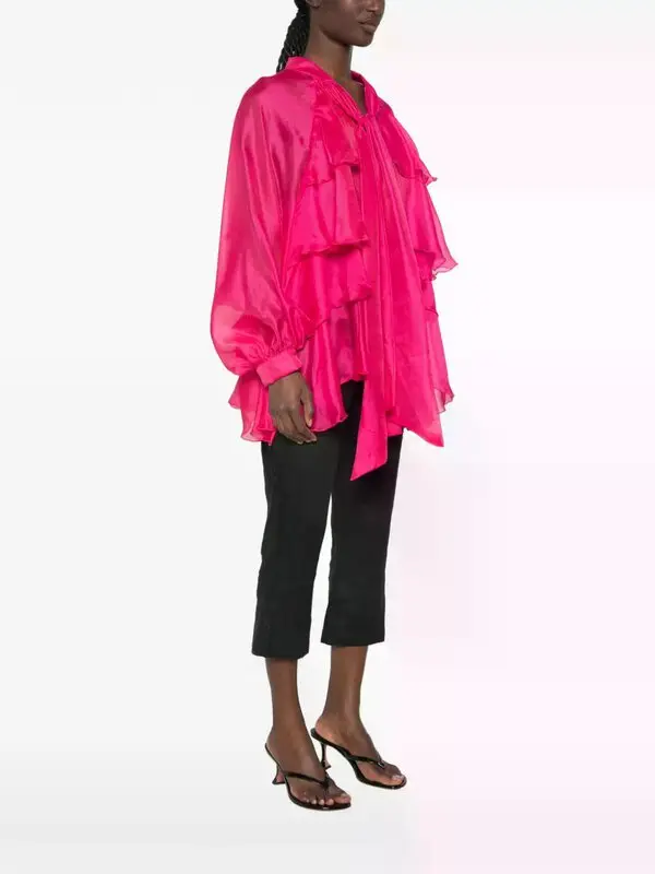 PAPER LACE Ruffled Pussy-bow Blouse